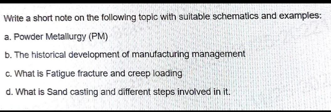 Solved Write a short note on the following topic with | Chegg.com