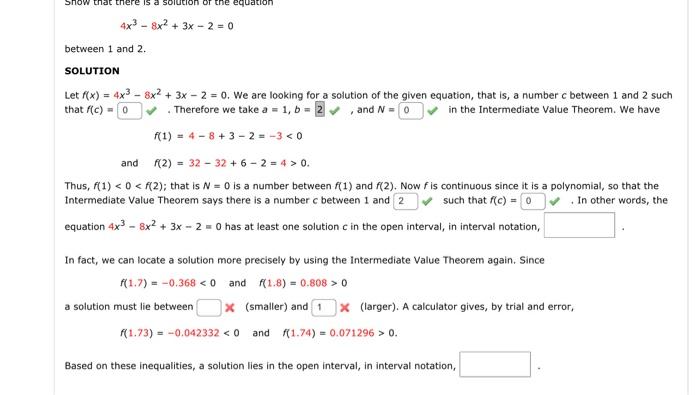 Solved Show that there is a solution of the equation 4x³8x² | Chegg.com