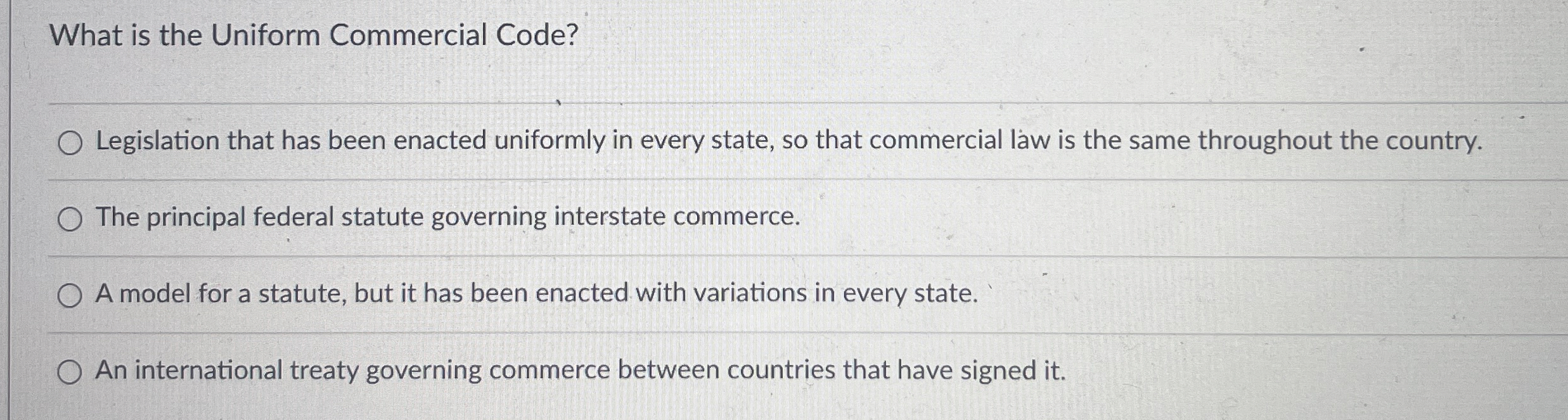 Solved What is the Uniform Commercial Code?Legislation that | Chegg.com