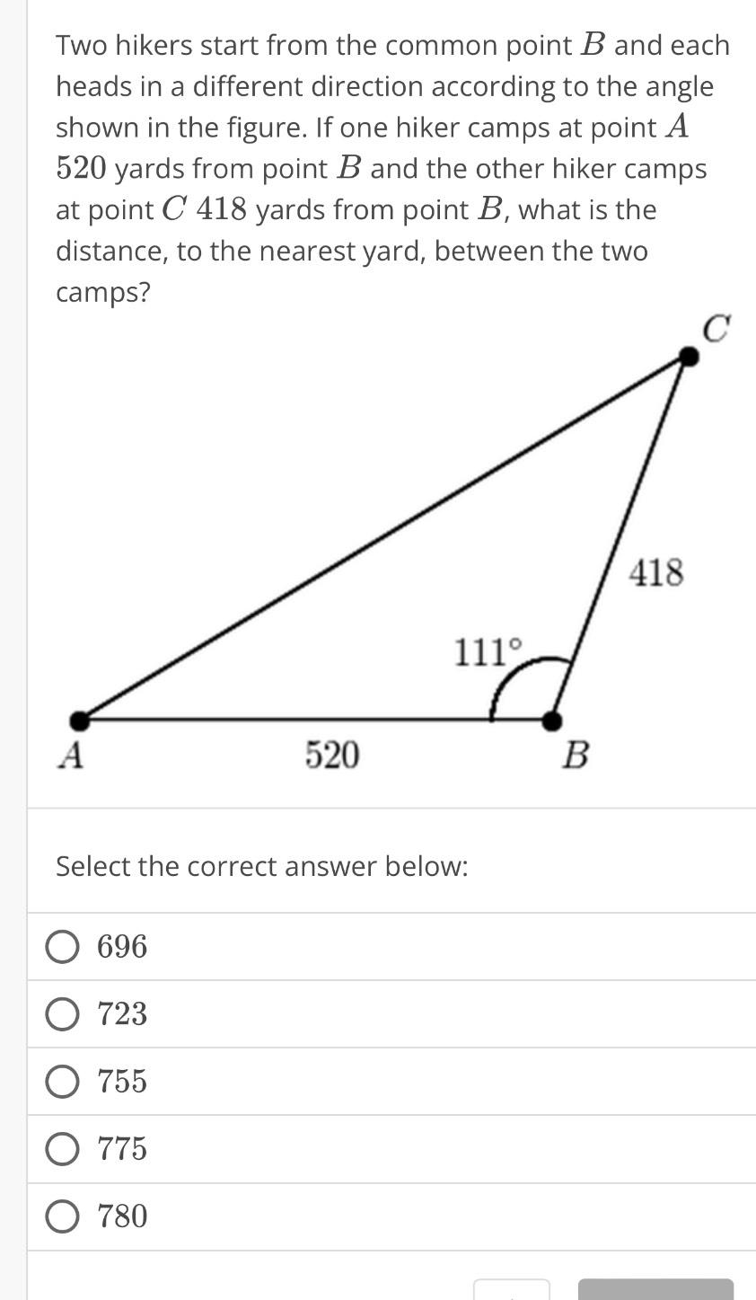 Solved Two hikers start from the common point B ﻿and each | Chegg.com