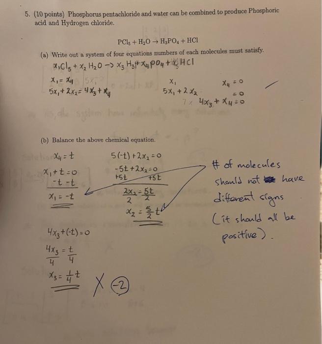 Solved 5. (10 points) Phosphorus pentachloride and water can | Chegg.com