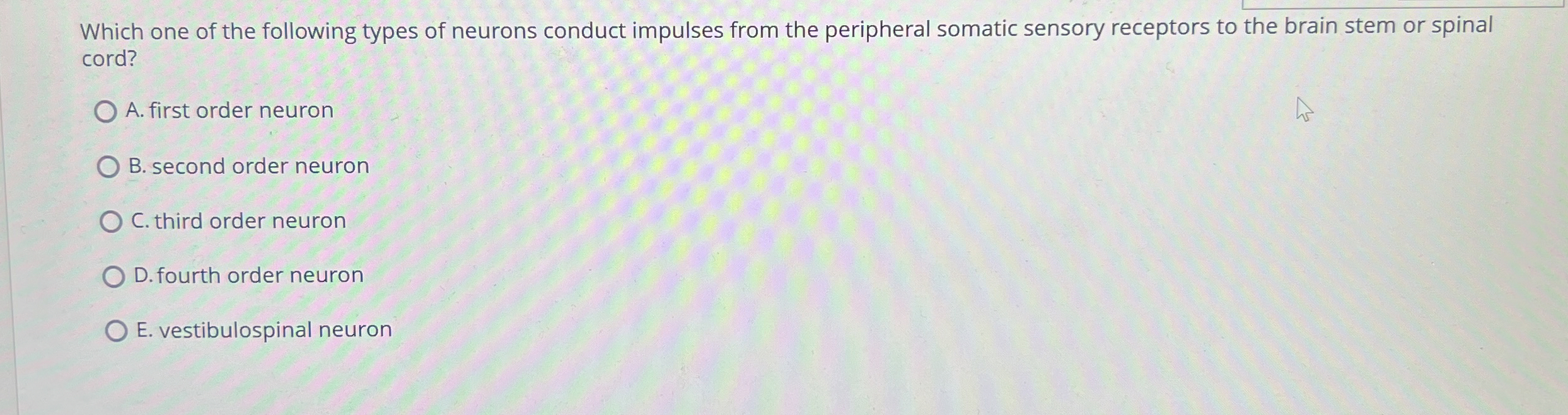 Solved Which one of the following types of neurons conduct | Chegg.com