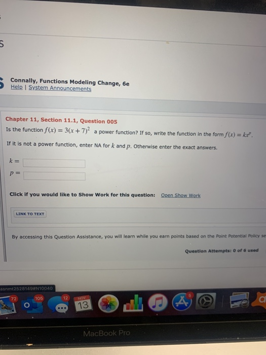 Solved Us Connally, Functions Modeling Change, 6e Help | Chegg.com