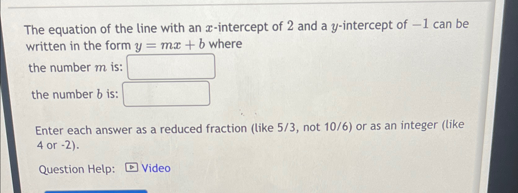 Solved The equation of the line with an x-intercept of 2 | Chegg.com
