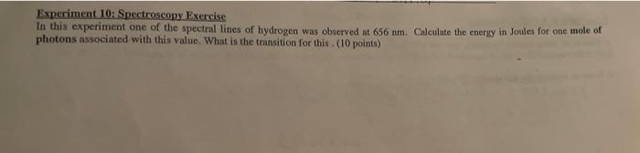 Solved Experiment 10: Spectroscopy Exercise In this | Chegg.com