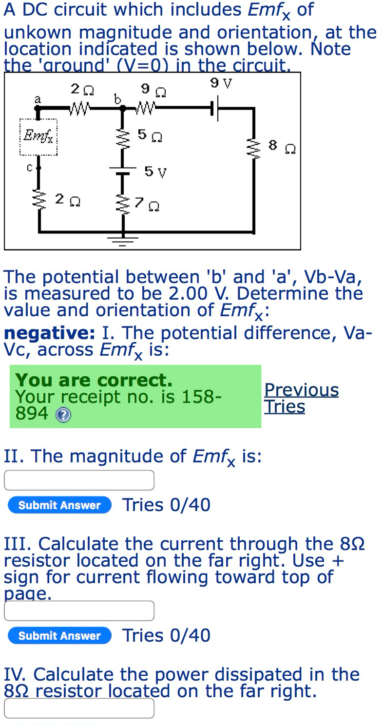 Solved A DC circuit which includes Emfx ﻿of unkown magnitude | Chegg.com