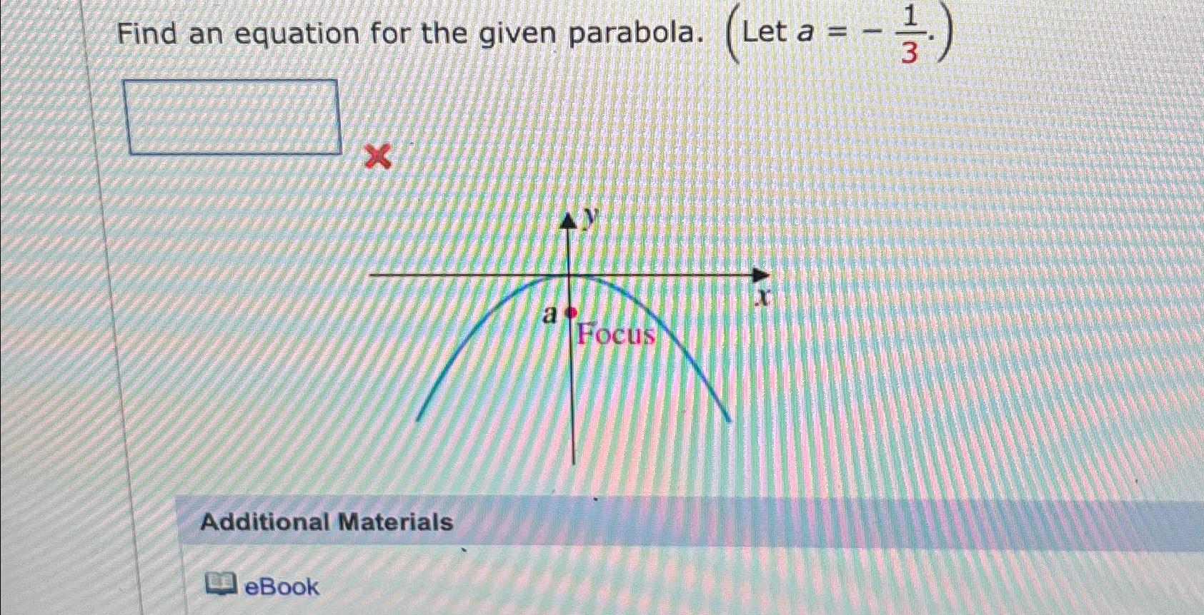 Solved Find an equation for the given parabola. ( ﻿Let | Chegg.com