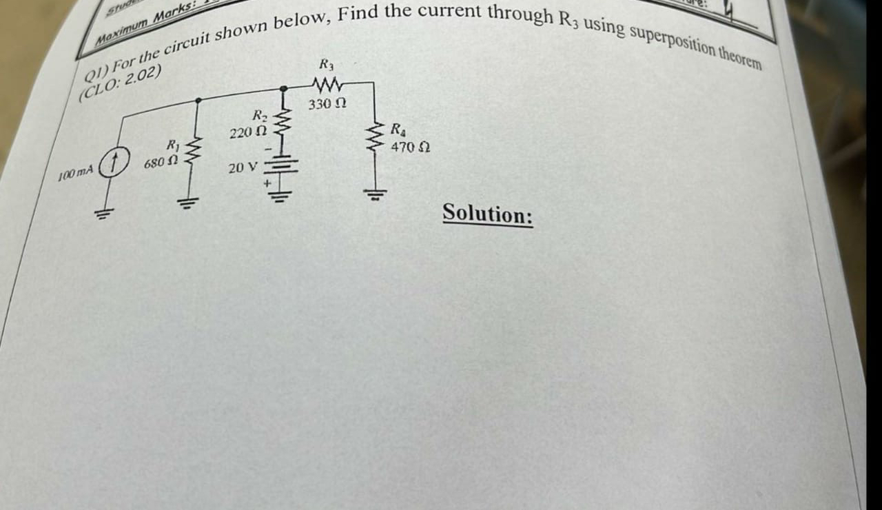 Solved The Circuit Shown Below Find The Current Through R3
