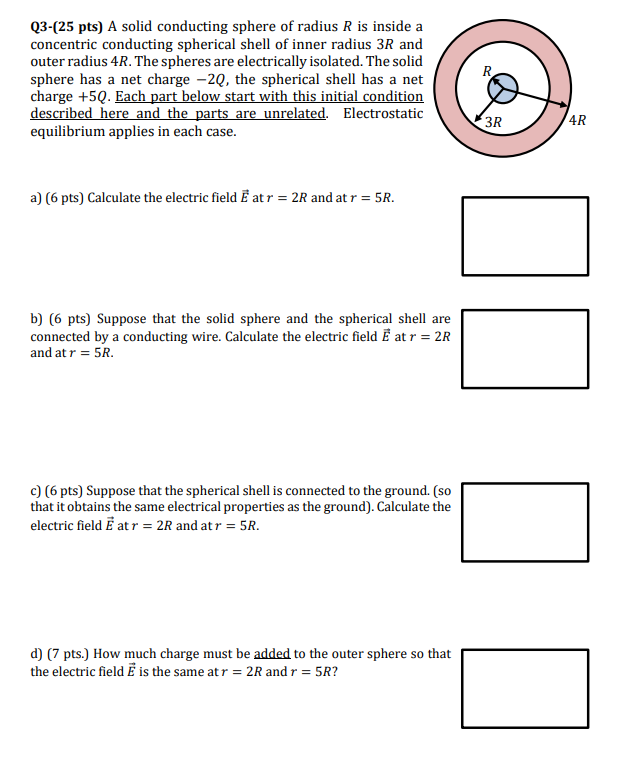 Solved Q3-(25 ﻿pts) ﻿A solid conducting sphere of radius R | Chegg.com