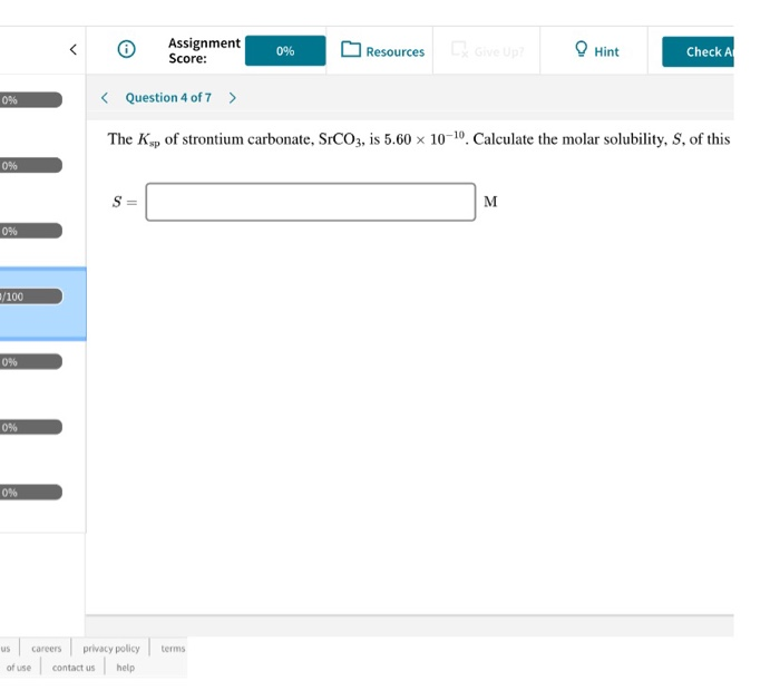 Solved Assignment Score: 0% Resources Hint Check A 0%