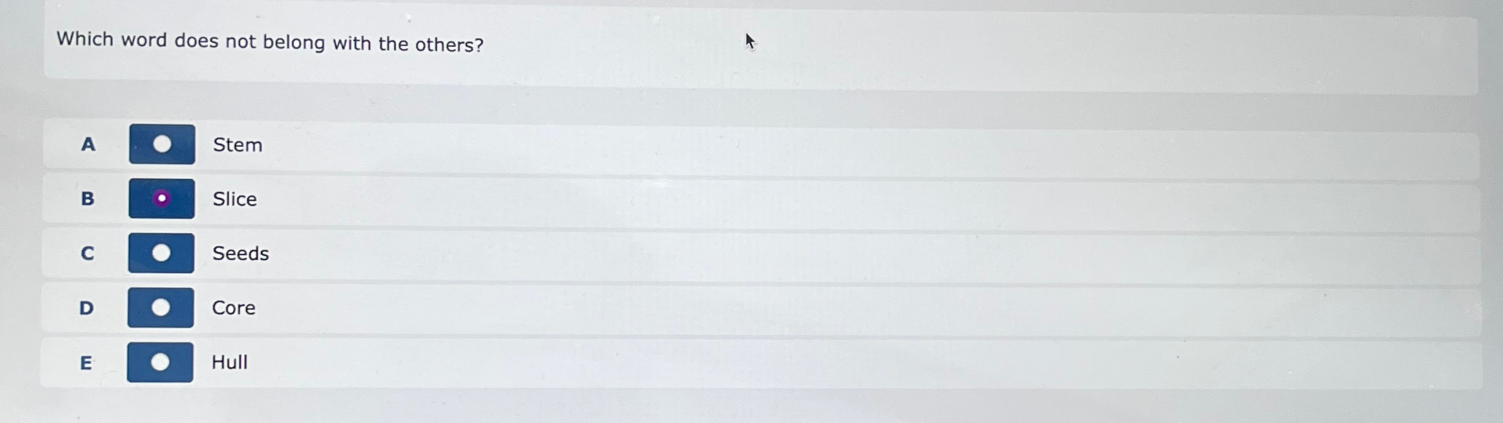 Solved Which word does not belong with the others?A | Chegg.com