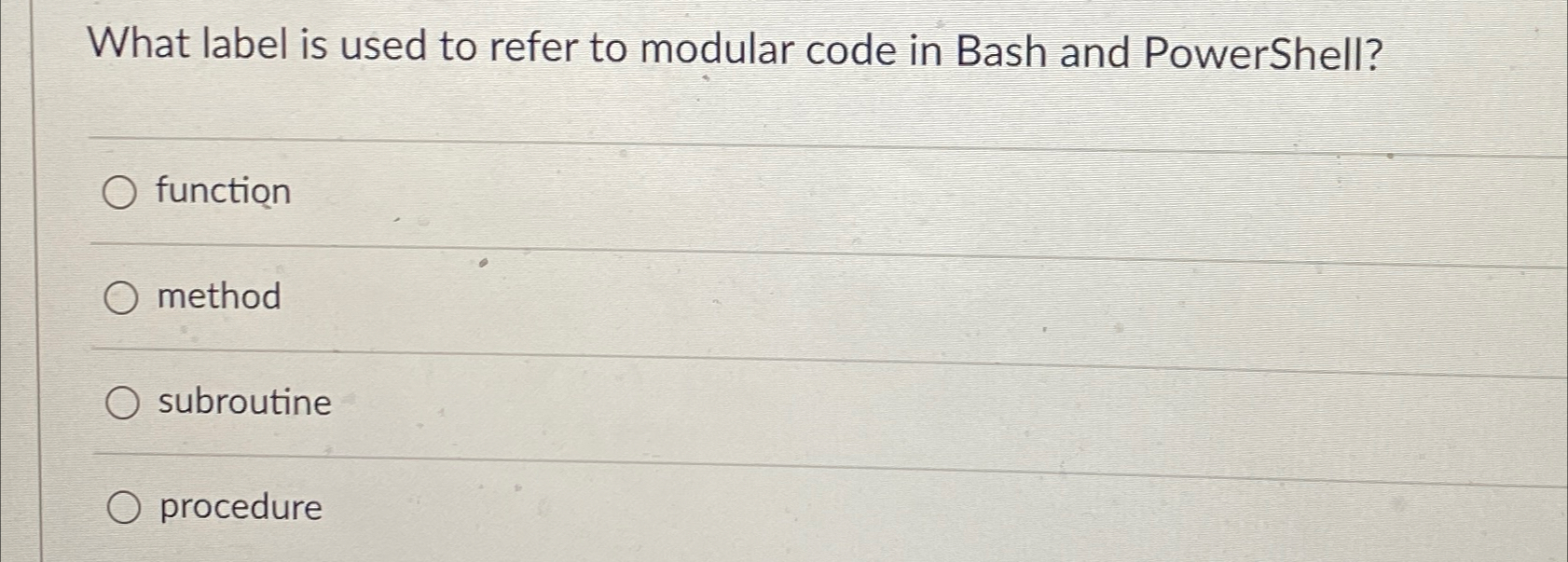 Solved What label is used to refer to modular code in Bash | Chegg.com