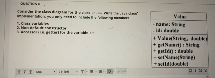 Solved QUESTION 6. Consider the class diagram for the class | Chegg.com