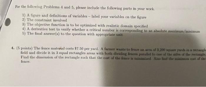 Solved For the following Problems 4 and 5 , please include | Chegg.com