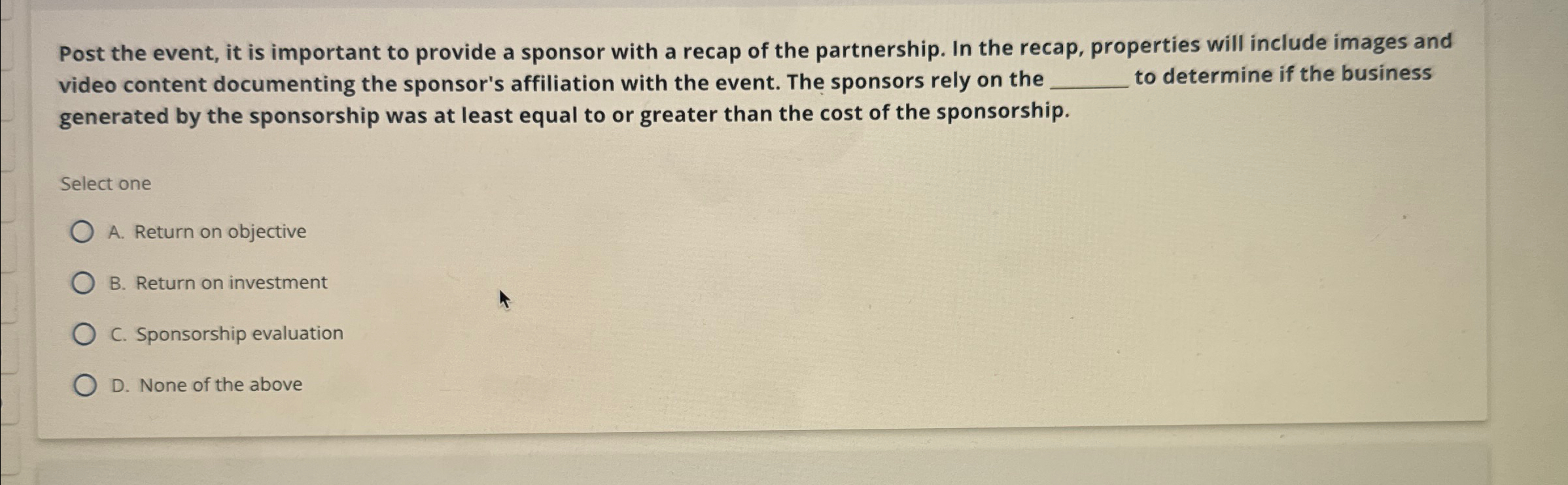 Solved Post the event, it is important to provide a sponsor | Chegg.com