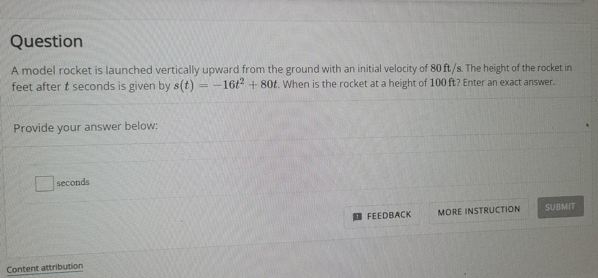 Solved Question A Model Rocket Is Launched Vertically Upward