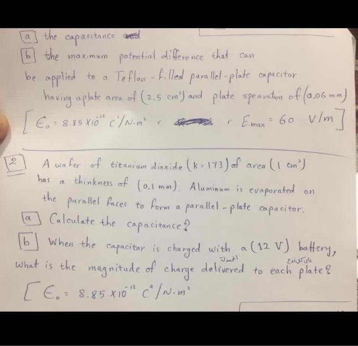 Solved the capacitance and 167 the maximum potential | Chegg.com