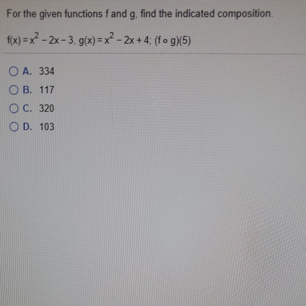 Solved For the given functions fand g, find the indicated | Chegg.com