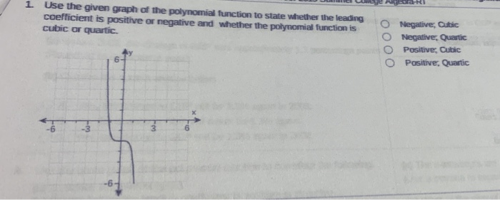 Solved 1 Use the given graph of the polynomial function to | Chegg.com
