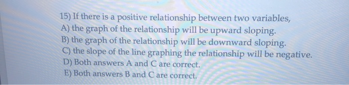 Solved 15) If there is a positive relationship between two | Chegg.com