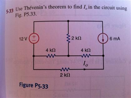 Solved Use Thevenin's theorem to find I0 in the circuit | Chegg.com
