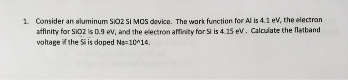 Solved 1. Consider an aluminum SiO2 SI MOS device. The work | Chegg.com