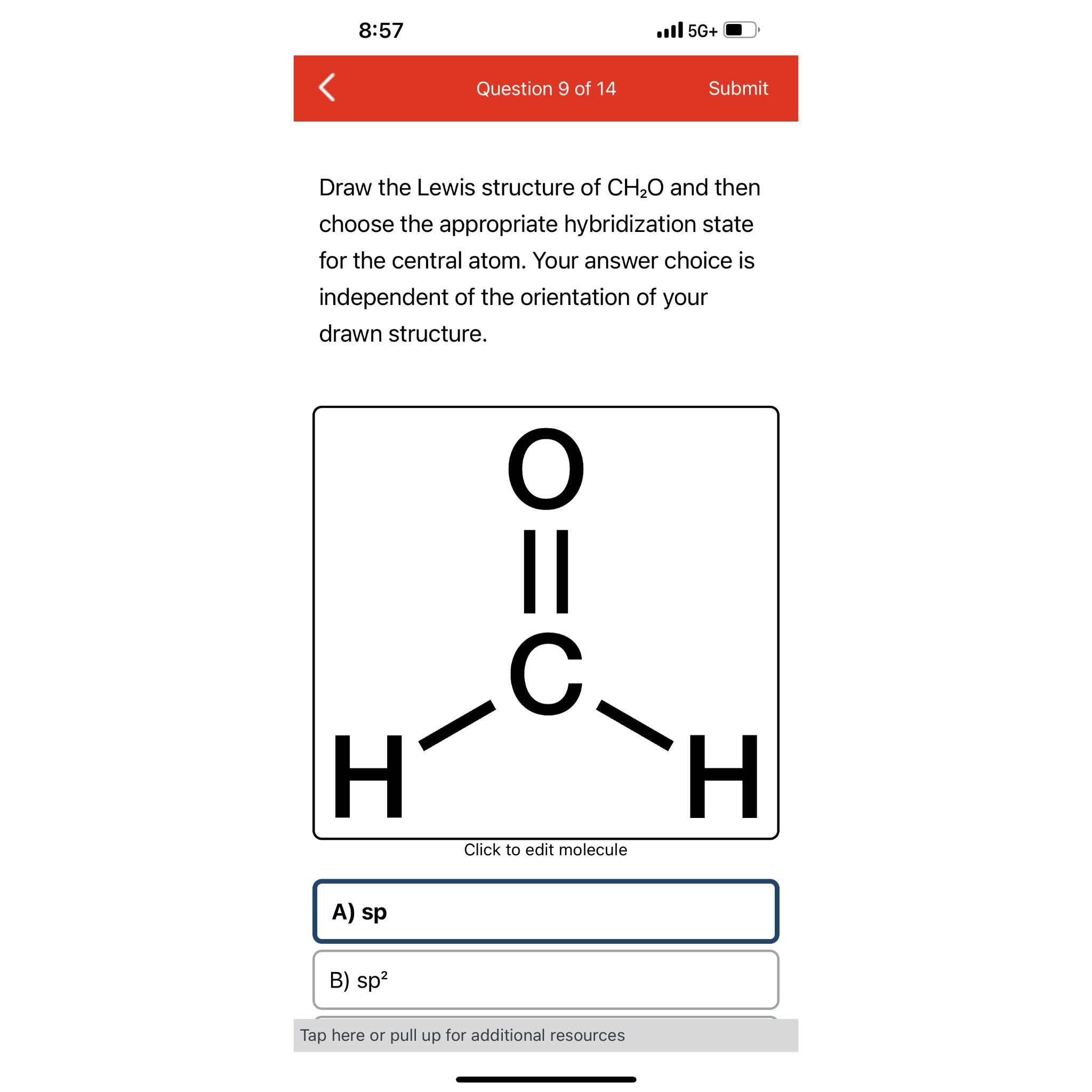 Solved 8:57. ﻿Ill 5G+Question 9 ﻿of 14SubmitDraw the Lewis | Chegg.com