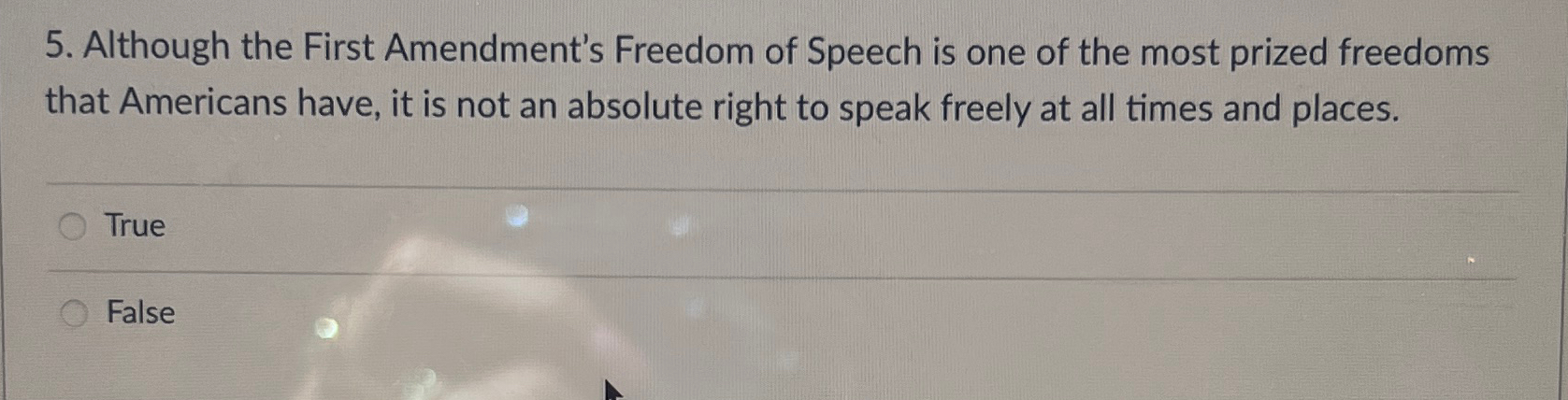 Solved Although the First Amendment's Freedom of Speech is | Chegg.com