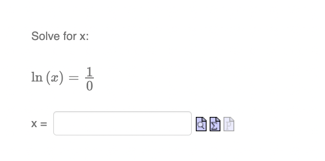 Solved Solve for x ﻿:ln(x)=10x=온 | Chegg.com