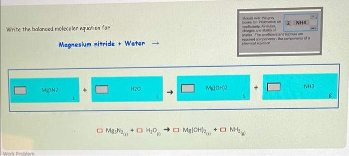 Solved Write the balanced molecular equation for Magnesium | Chegg.com