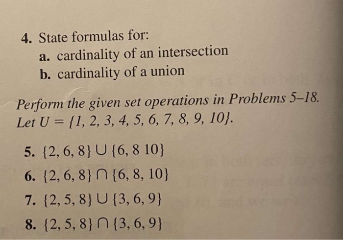 Solved 4. State formulas for: a. cardinality of an | Chegg.com