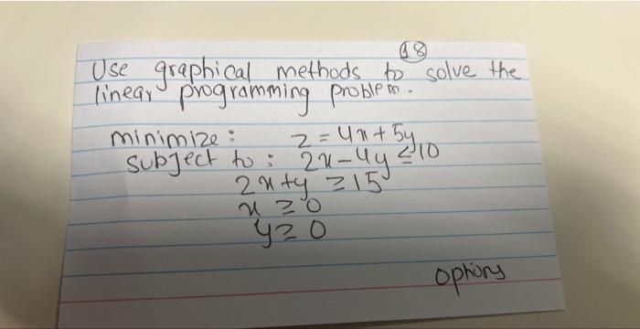 Solved Use graphical methods to solve the linear programming | Chegg.com