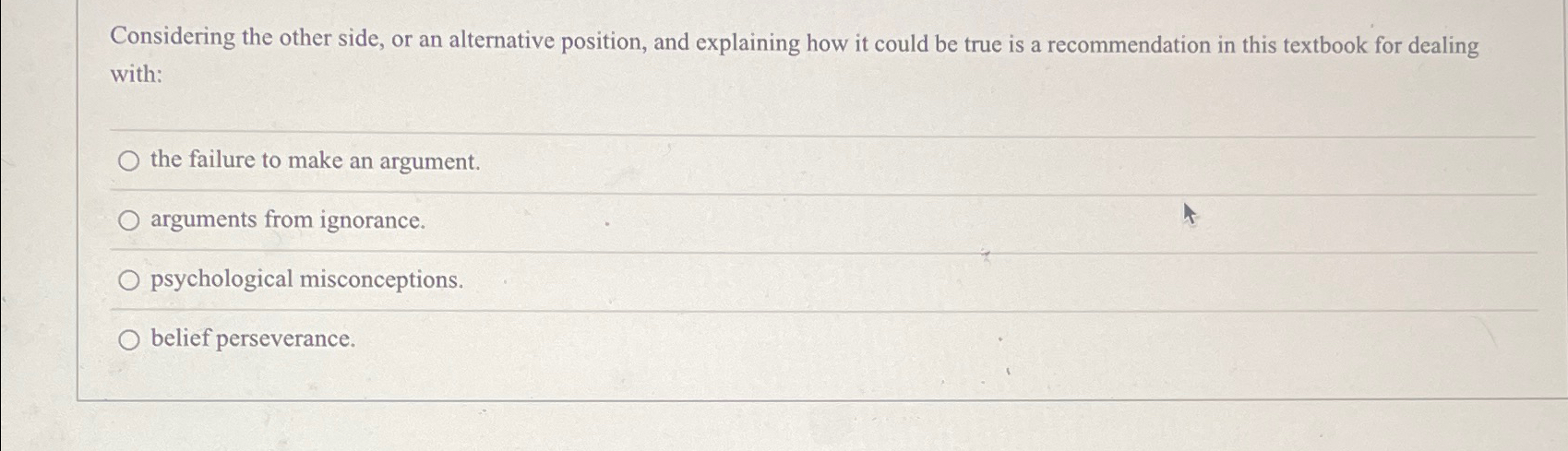 Solved Considering the other side, or an alternative | Chegg.com