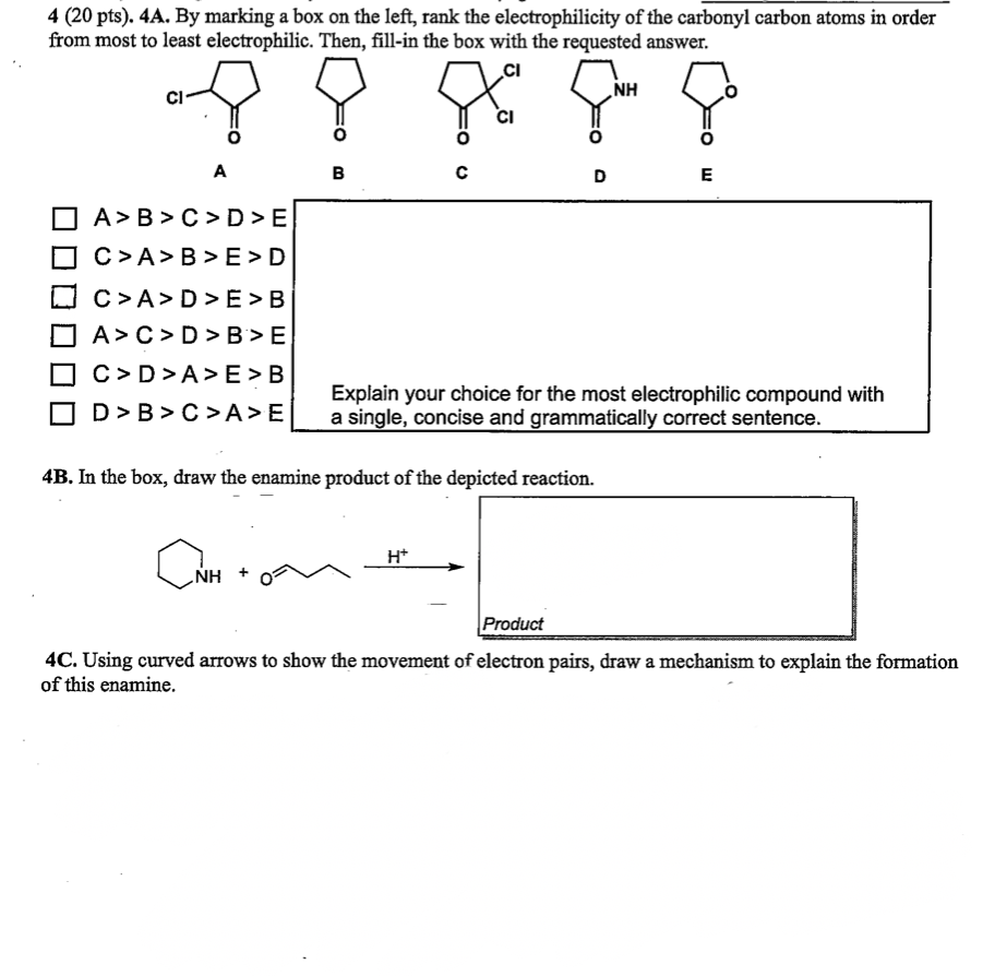Solved pts). 4A. ﻿By marking a box on the left, rank the | Chegg.com