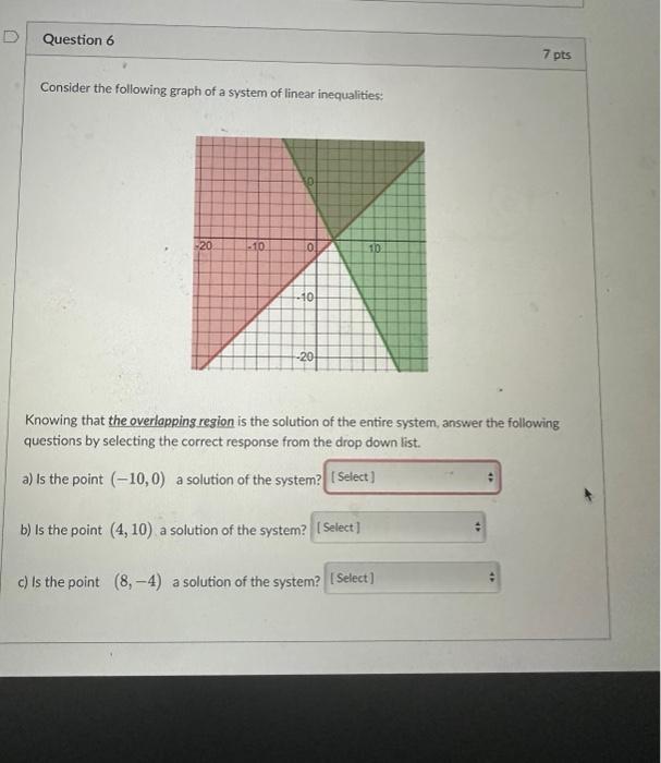 Solved Question 6 Consider the following graph of a system | Chegg.com