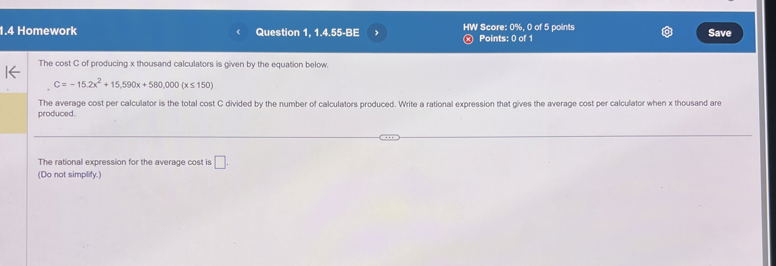Solved How to solve 1.4 ﻿HomeworkQuestion 1, 1.4.55-BEHW | Chegg.com