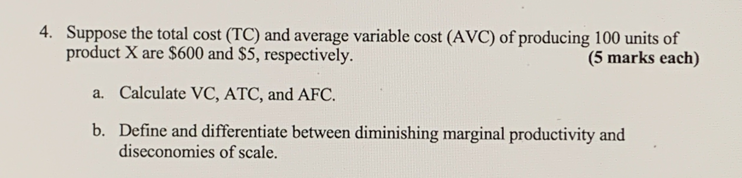 Solved Suppose the total cost (TC) ﻿and average variable | Chegg.com