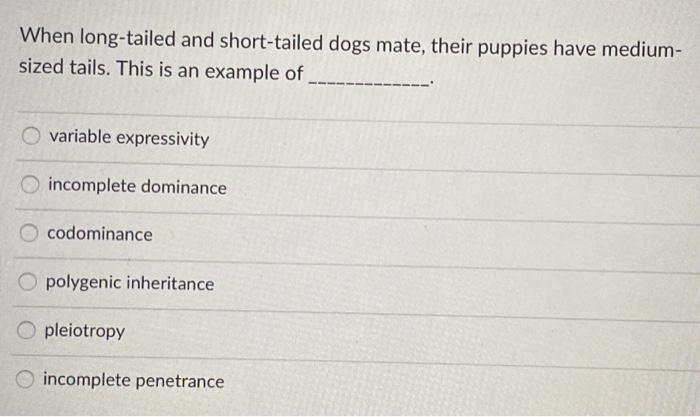 Solved When long-tailed and short-tailed dogs mate, their | Chegg.com