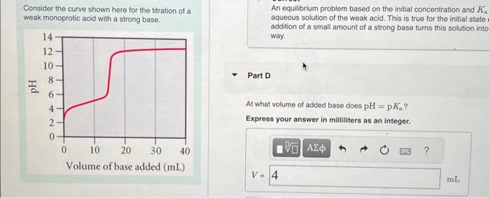 Solved Consider the curve shown here for the titration of a | Chegg.com