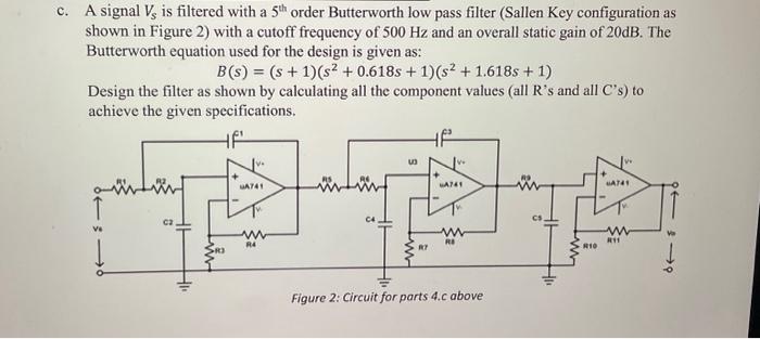 Solved C. A signal V, is filtered with a 5th order | Chegg.com