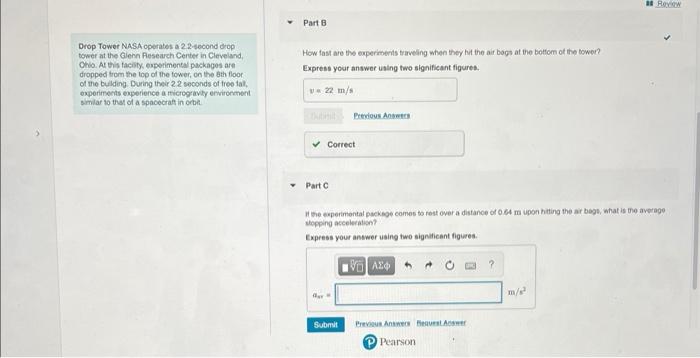 Solved Drop Tower NASA cperates a 2.2-second dop tower at | Chegg.com