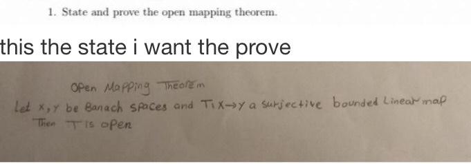 Solved 1 State And Prove The Open Mapping Theorem This The 
