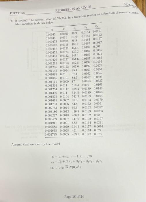 Solved 8. (6 points) The concentration of NbOCls in a | Chegg.com