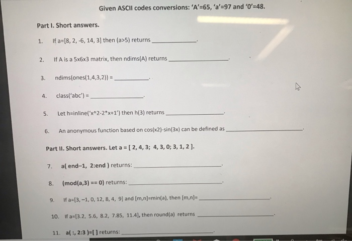 Solved Given ASCII codes conversions: 'A'=65, 'a'=97 and | Chegg.com