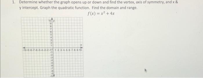 Solved 1. Determine whether the graph opens up or down and | Chegg.com