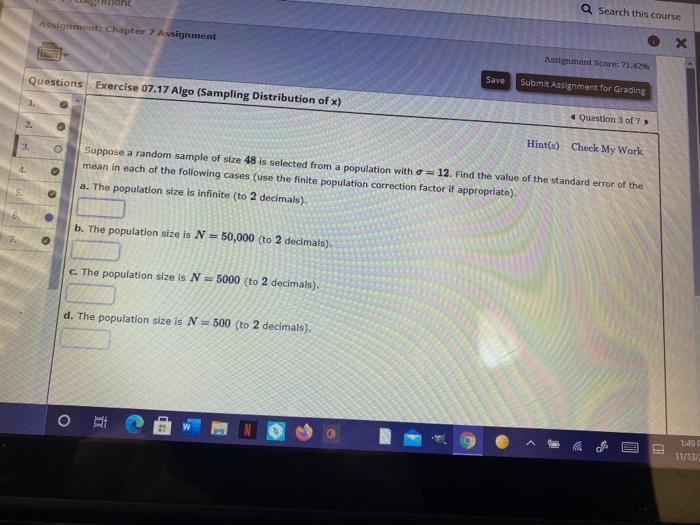 Solved Assignment Score: 71429 estions Save Exercise 07.17 | Chegg.com