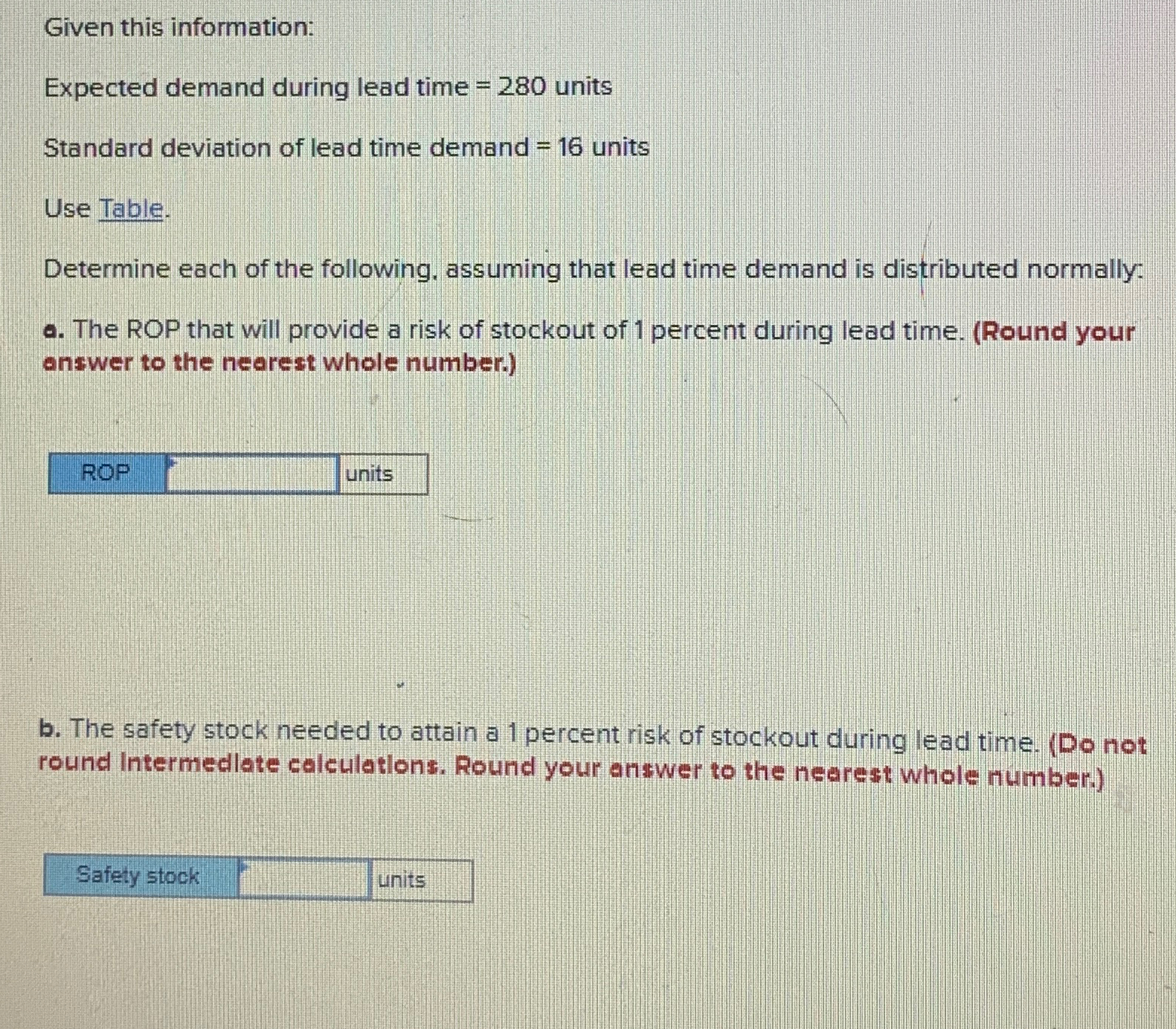 Solved Given this information:Expected demand during lead | Chegg.com