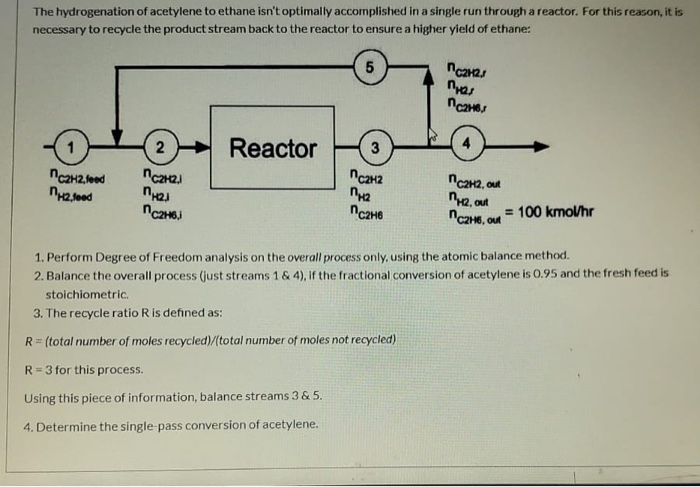 Solved The hydrogenation of acetylene to ethane isn't | Chegg.com