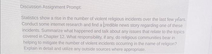 Discussion Assignment Prompt: Statistics show a rise | Chegg.com