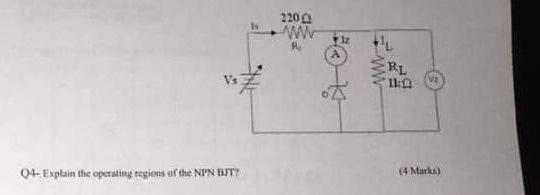 Solved 04- Explain the operating regions of the NPN BIT? | Chegg.com